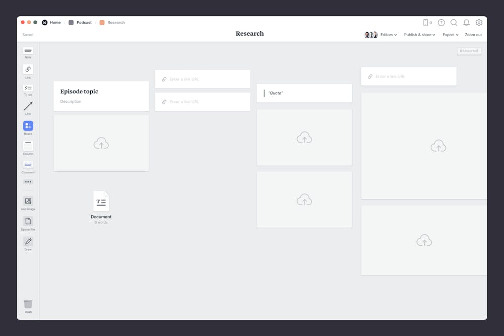 Podcast Research - Free Template & Example - Milanote