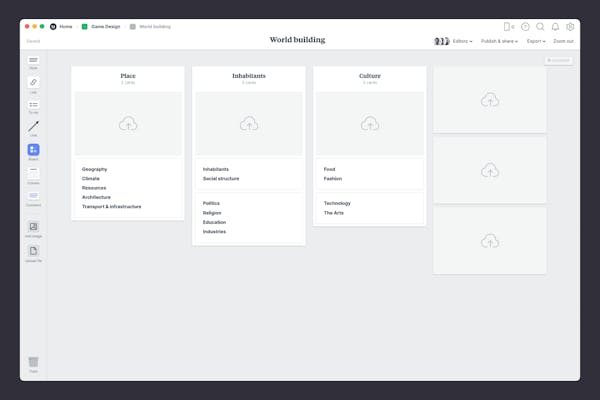 World Building Game Design Template & Example - Milanote