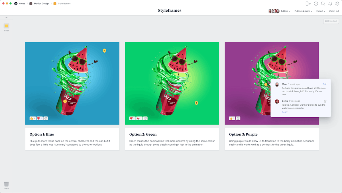 Motion Design Style Frames - Template & Example - Milanote