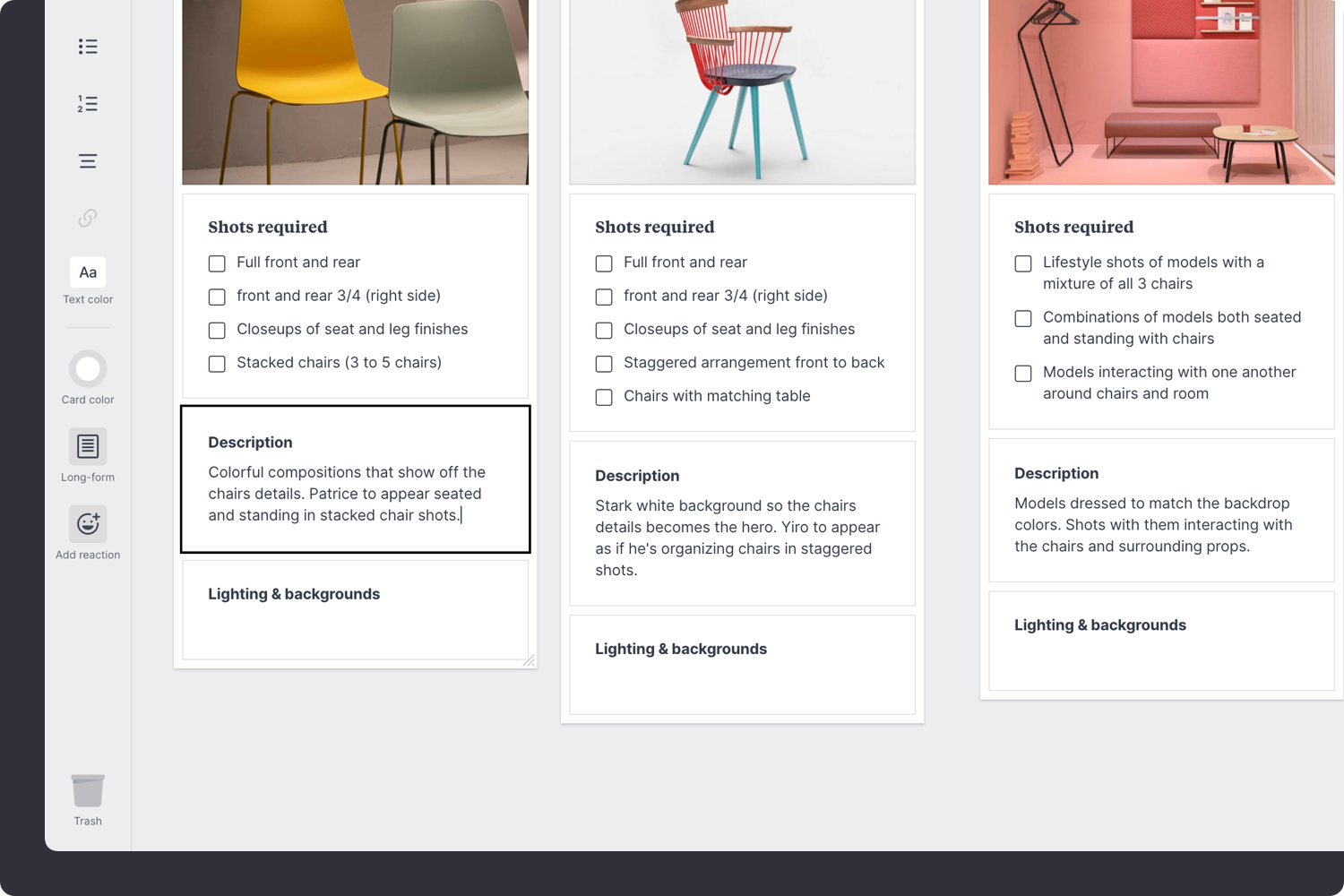 Photoshoot Shot List - Template & Example - Milanote