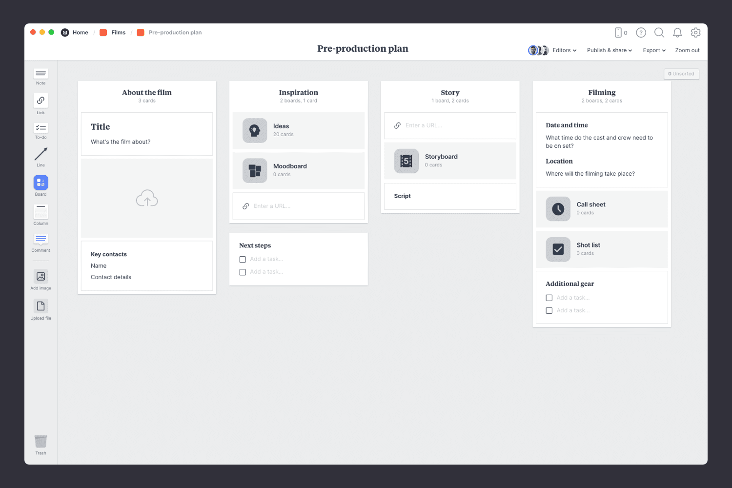 Film Pre Production - Template & Example - Milanote