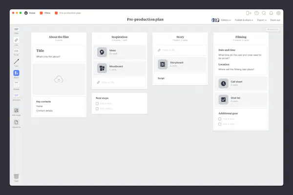 Film Pre Production - Template & Example - Milanote