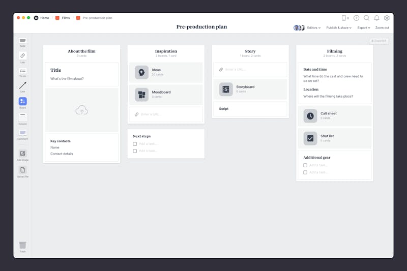 Film Pre Production - Template & Example - Milanote