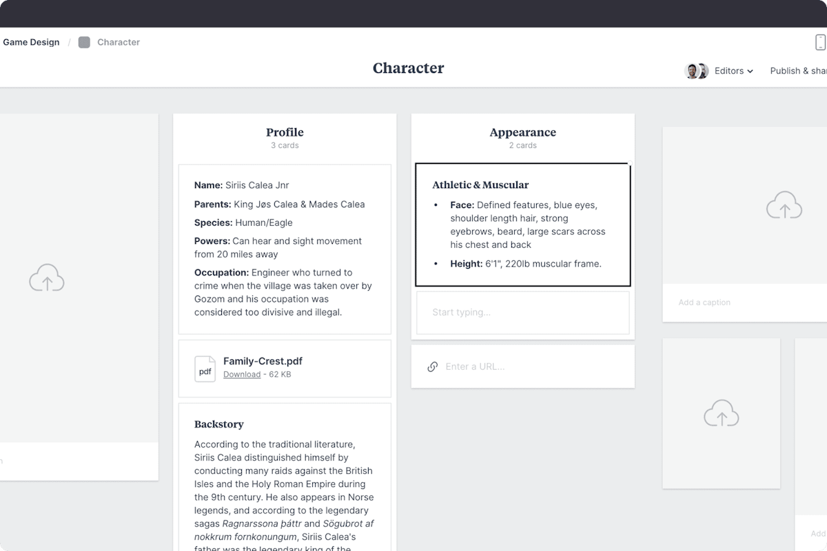 Video Game Character Profile Template & Example - Milanote