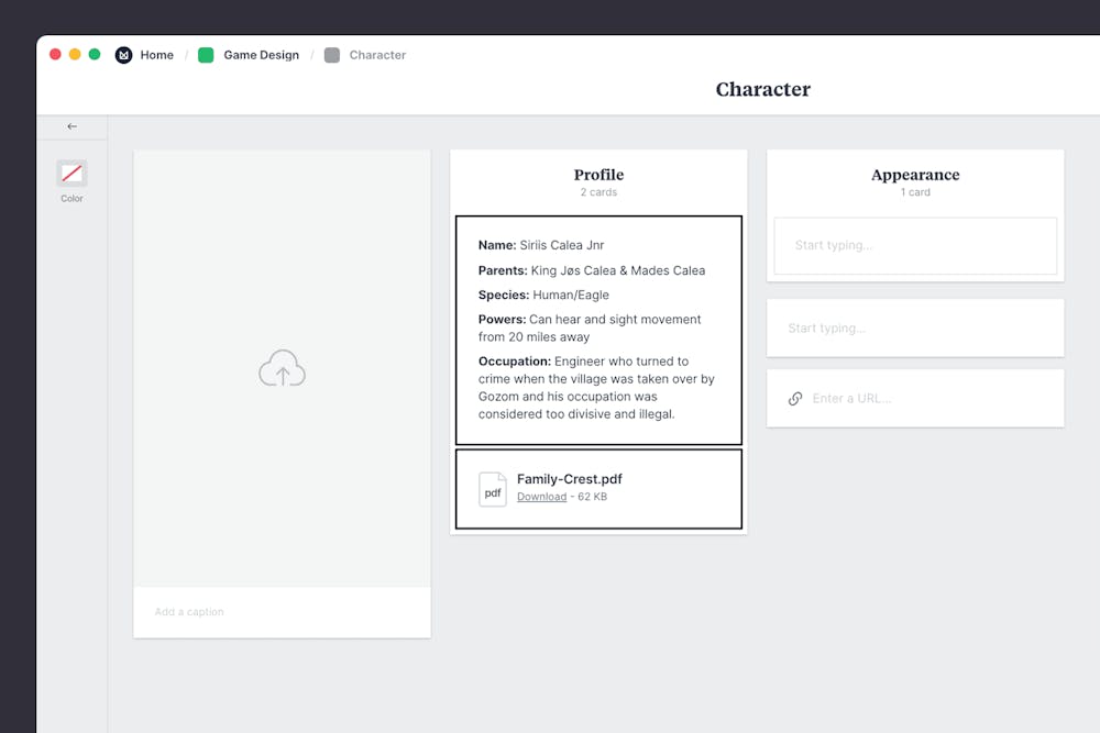 Video Game Character Profile Template & Example - Milanote