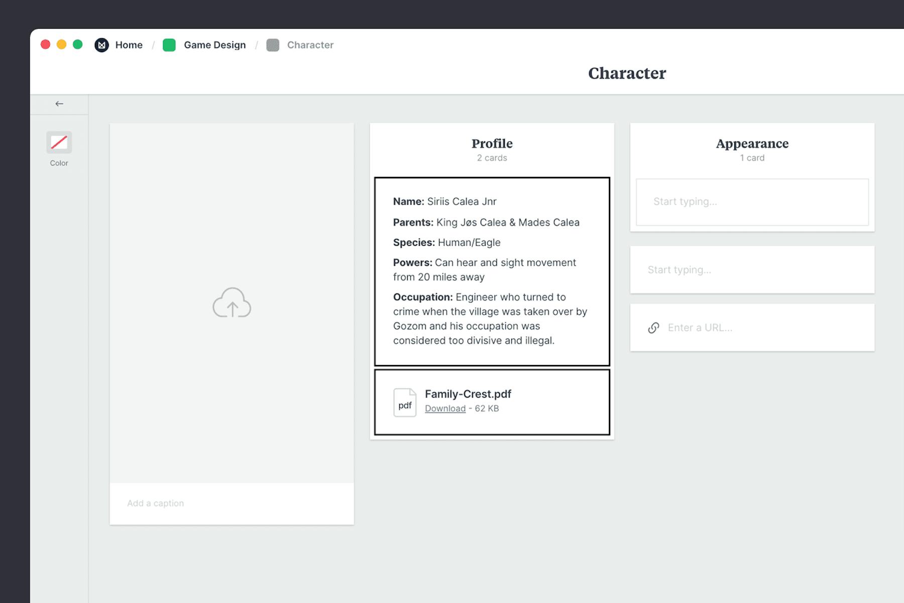 Video Game Character Profile Template & Example - Milanote