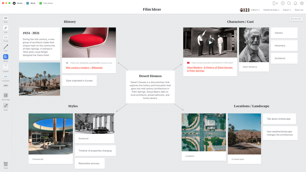 Planning templates for all stages of film production - Milanote