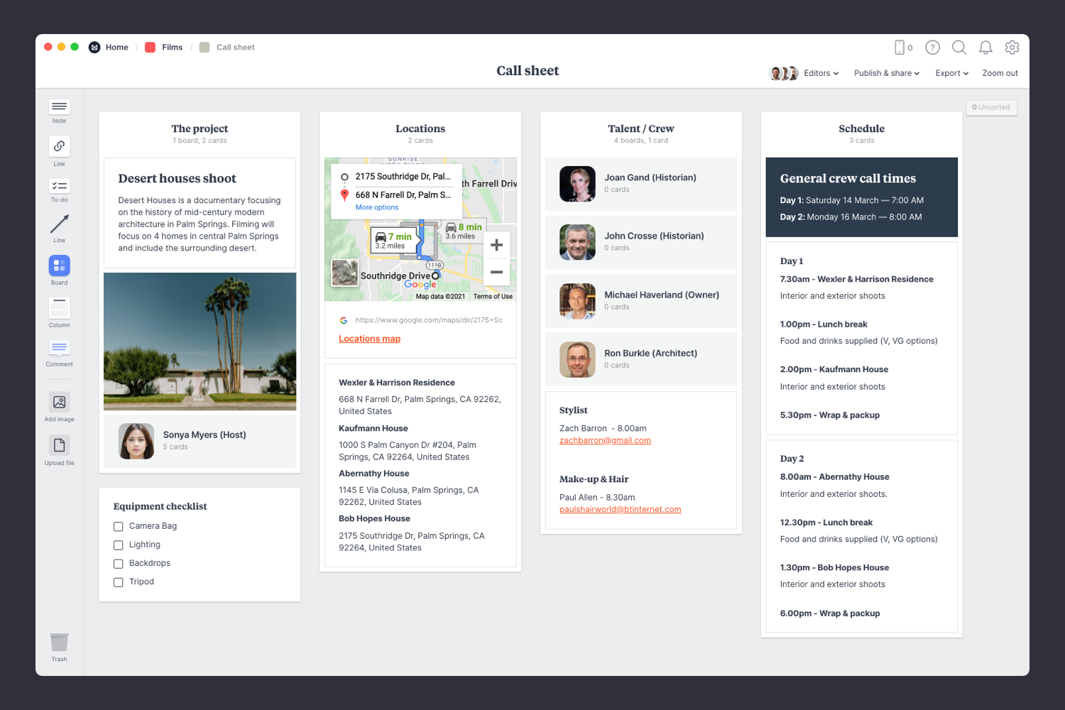 Film Pre Production - Template & Example - Milanote