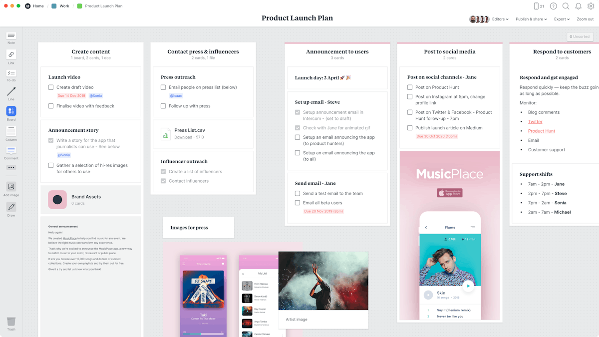 Product Launch Plan Template - Milanote