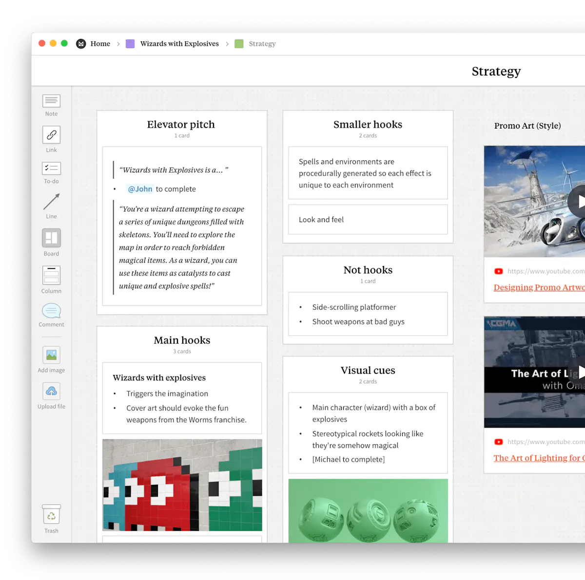 Game design software - Milanote