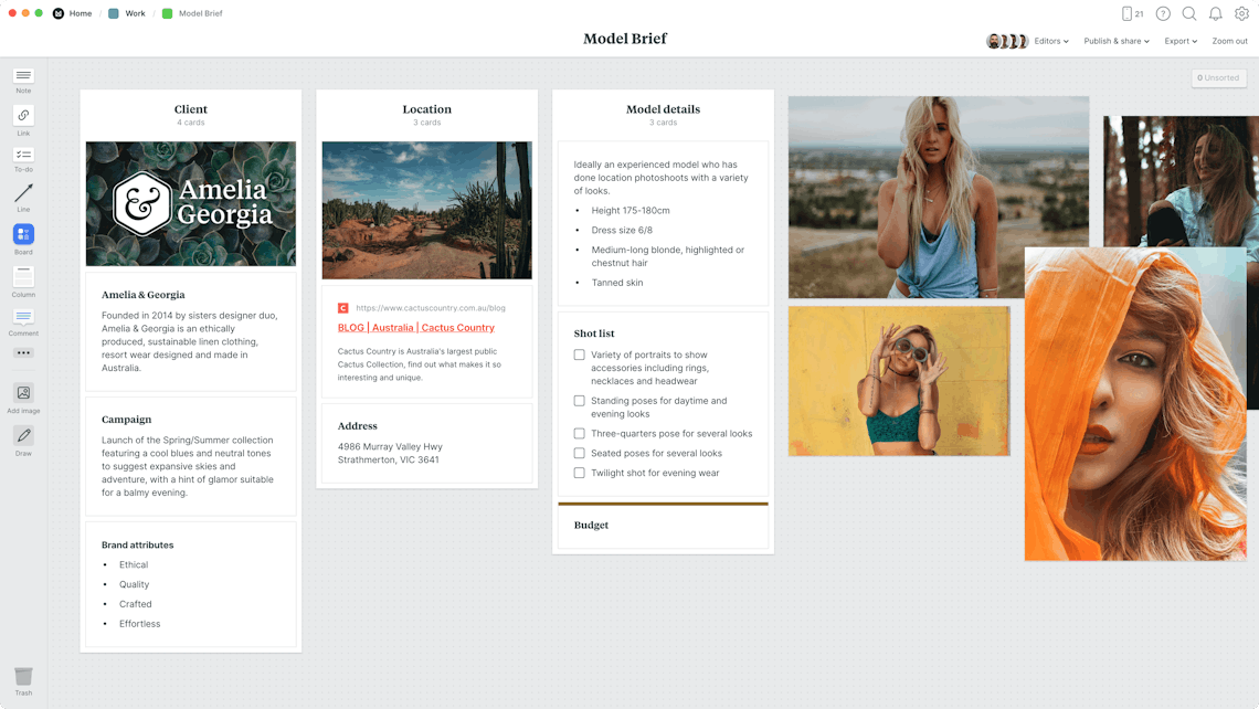 Model Brief Template & Example - Milanote
