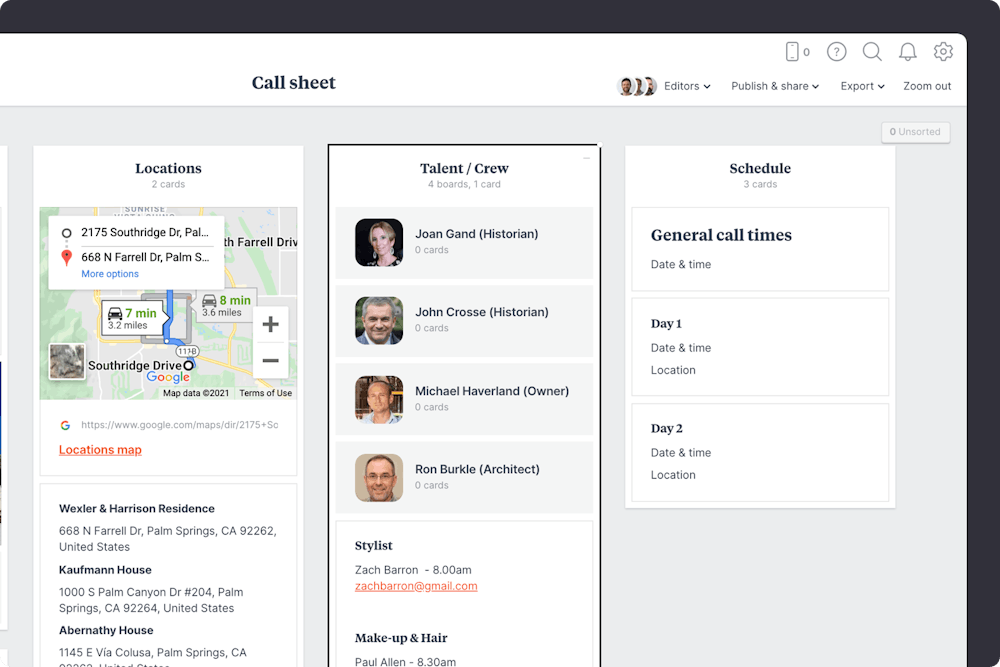 Film Call Sheet Template & Examples - Milanote