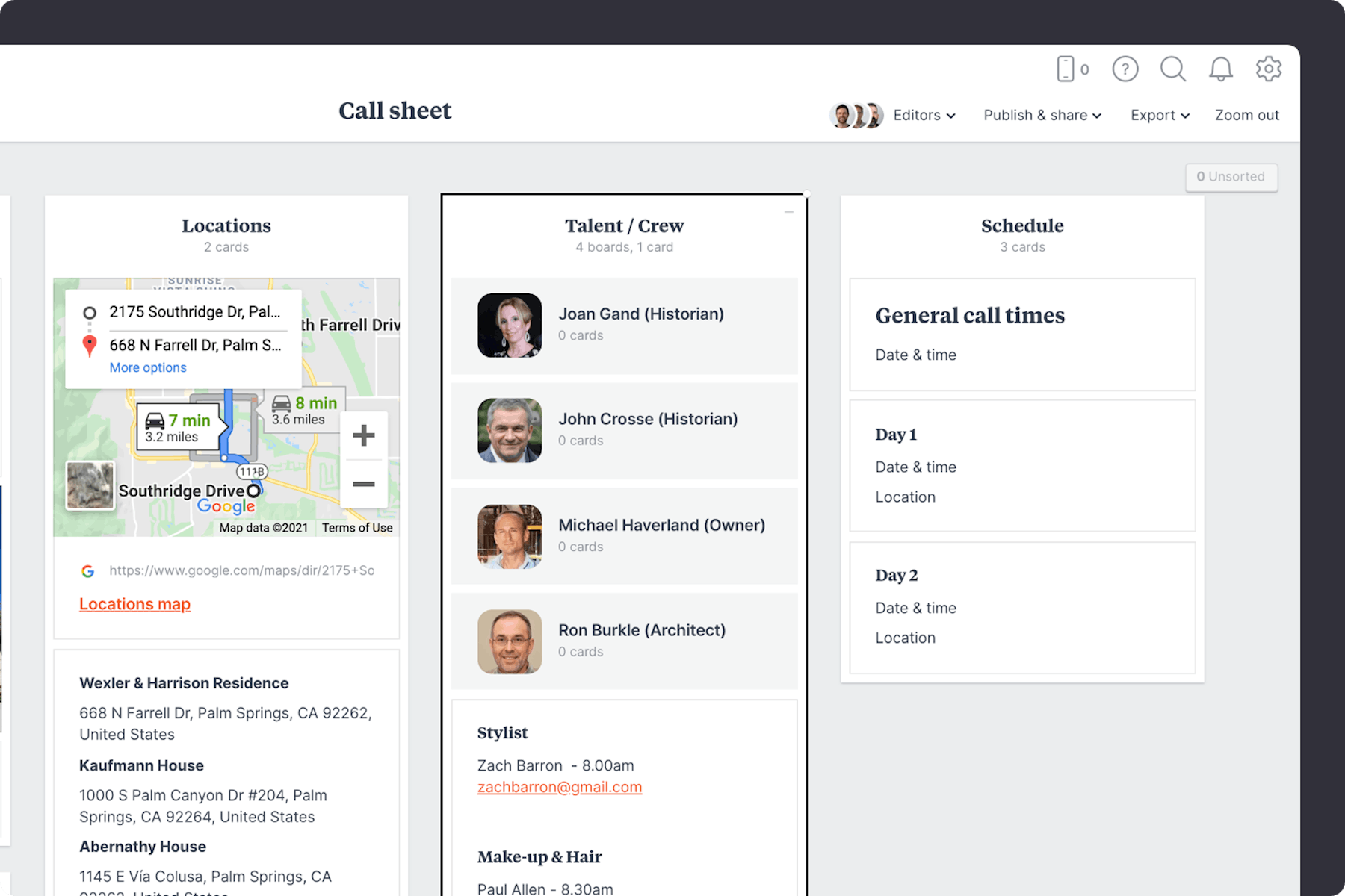 Film Call Sheet Template & Examples - Milanote