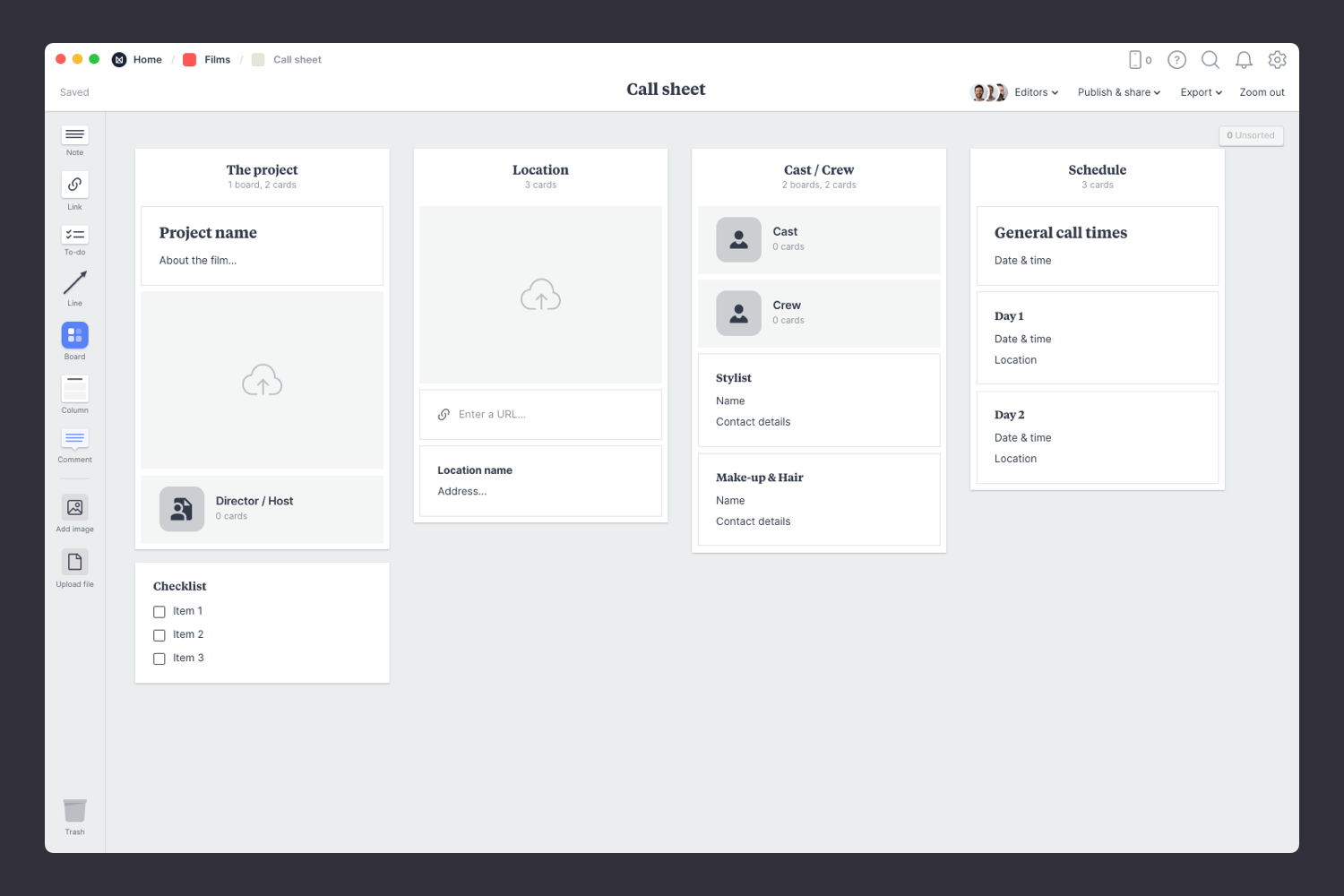 Film Call Sheet Template & Examples - Milanote