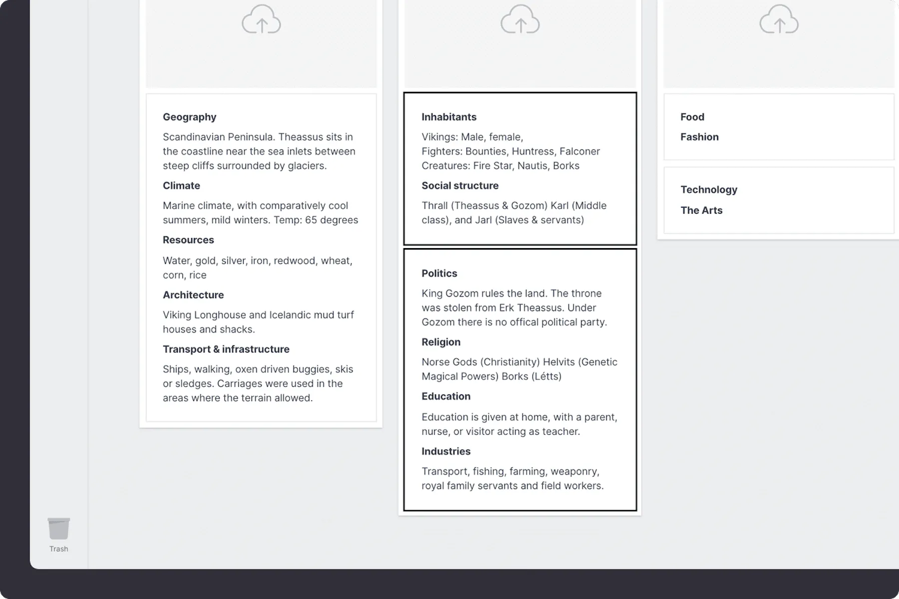 World Building Game Design Template & Example - Milanote