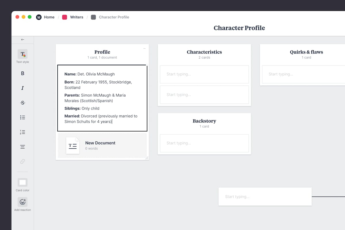 Character Profile - Free Template & Example - Milanote