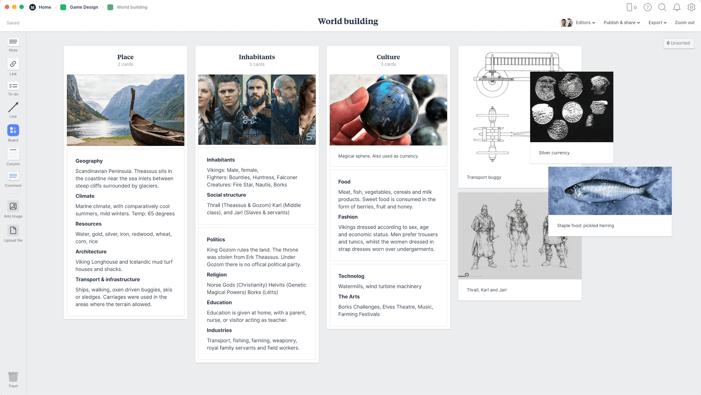 World Building Game Design Template & Example - Milanote
