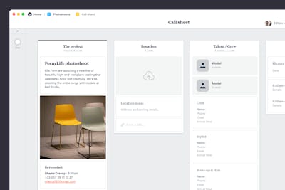 Photoshoot Call Sheet Template & Example - Milanote