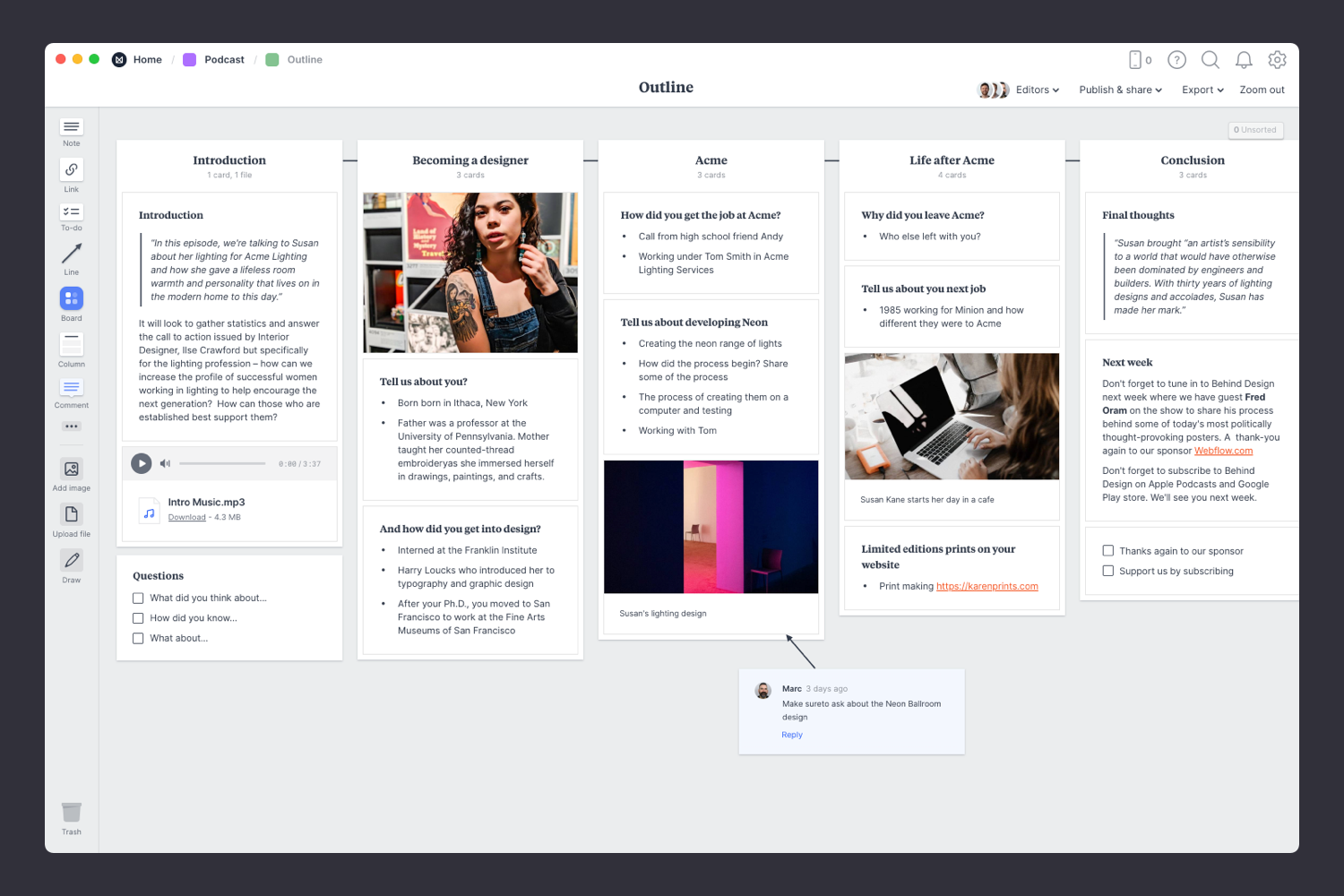 Podcast Episode Plan - Free Template & Example - Milanote