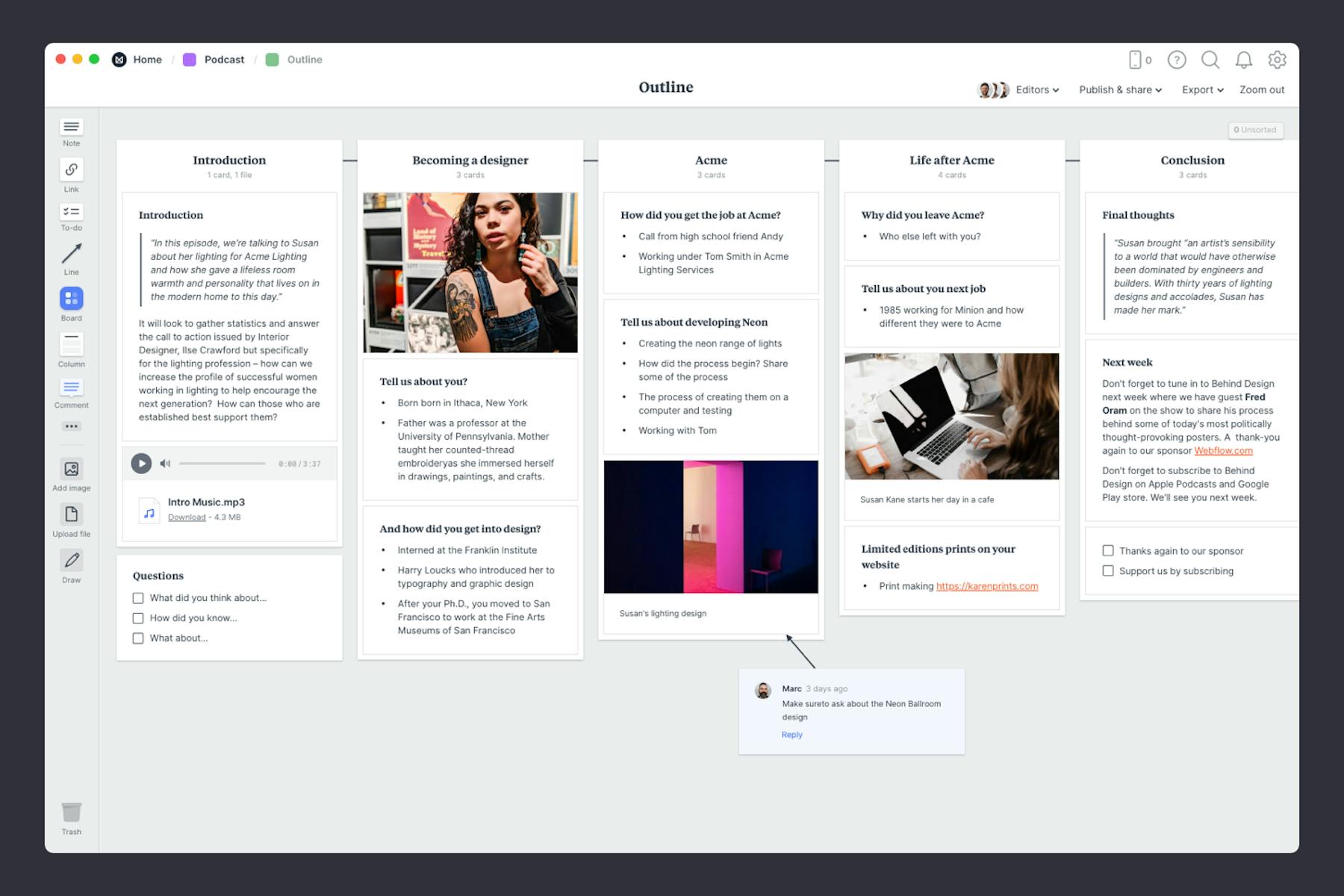 Podcast Episode Plan - Free Template & Example - Milanote