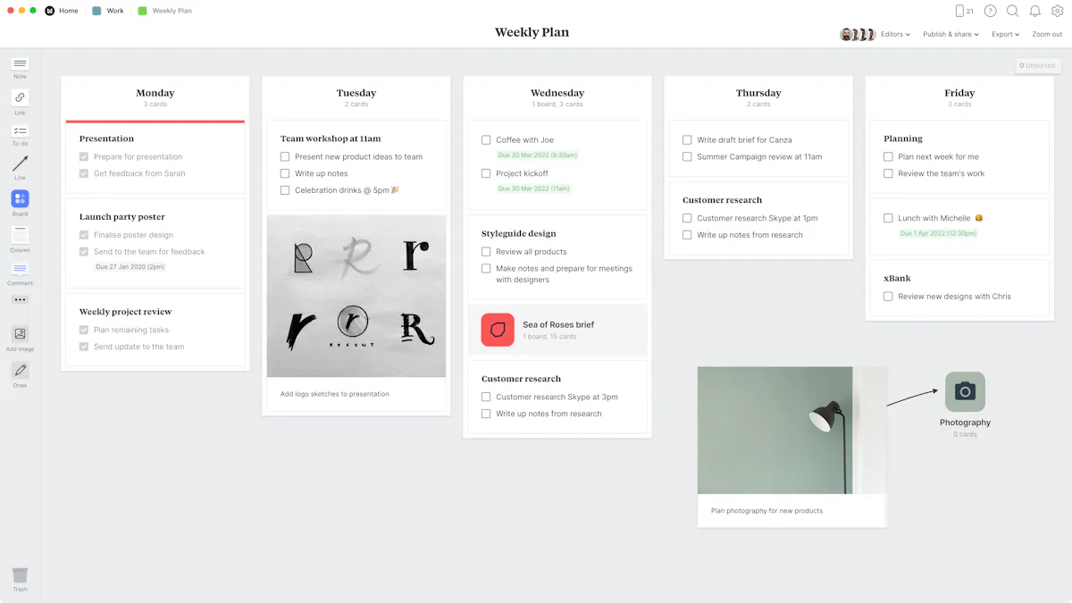Weekly Plan Template & Example - Milanote