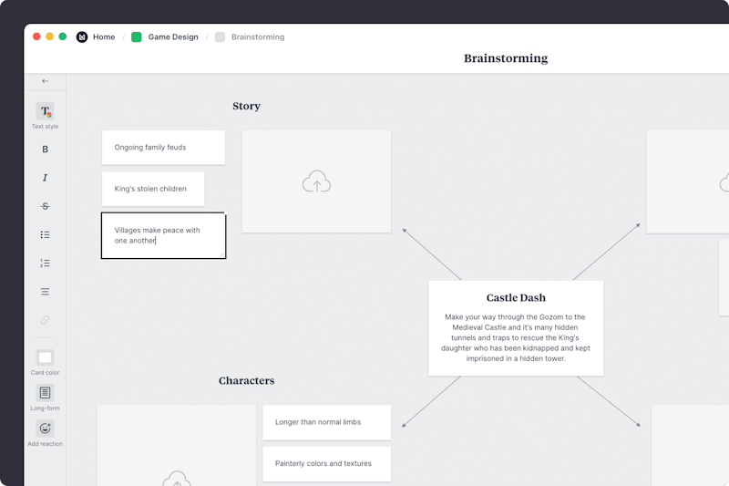 Game Design Brainstorming - Template & Example - Milanote