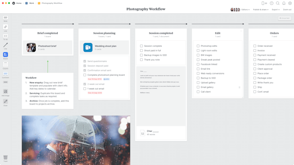 Photography Workflow - Template & Example - Milanote