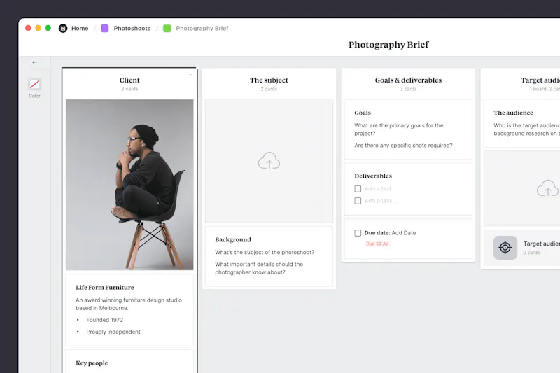 Photoshoot Plan - Template & Example - Milanote
