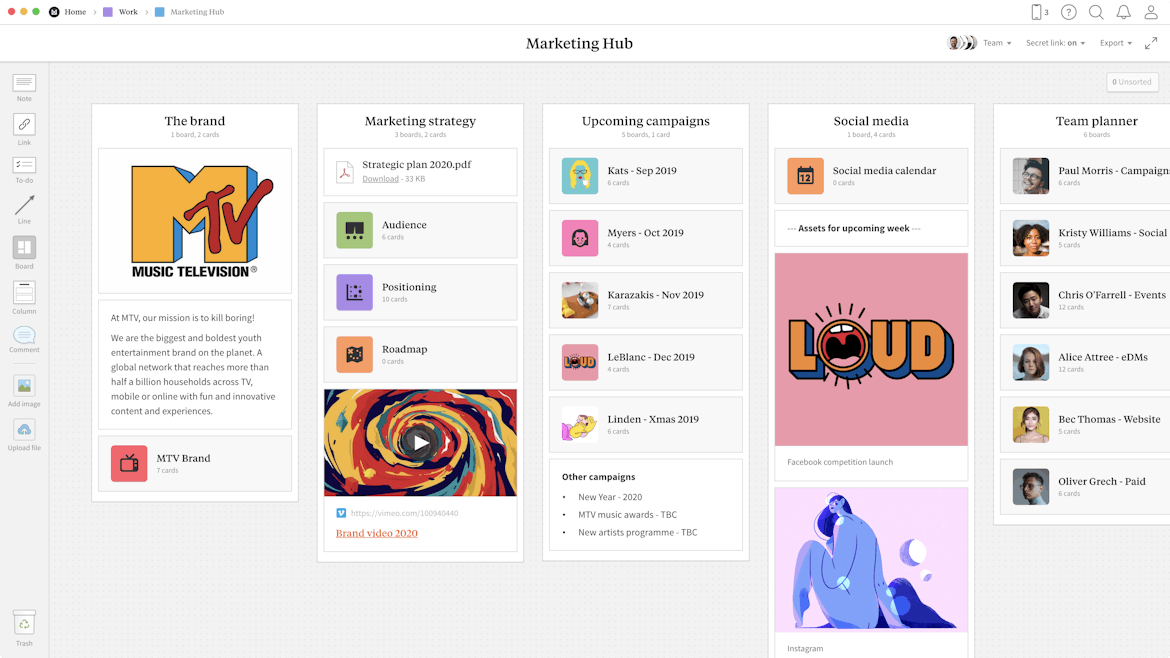 The visual workspace for marketers - Milanote