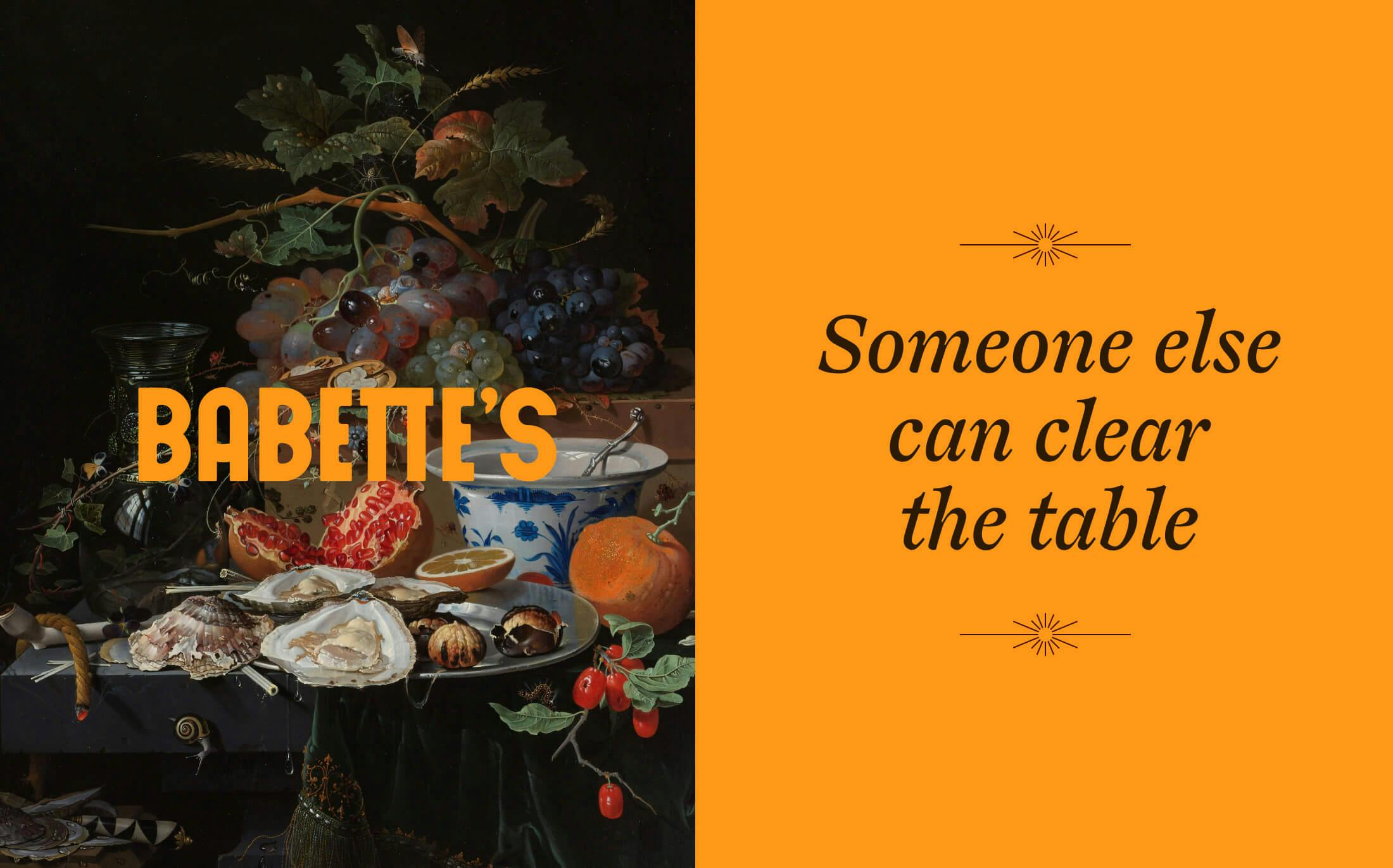 BABETTE'S ‣ Branding ‣ Food, Glorious Food!