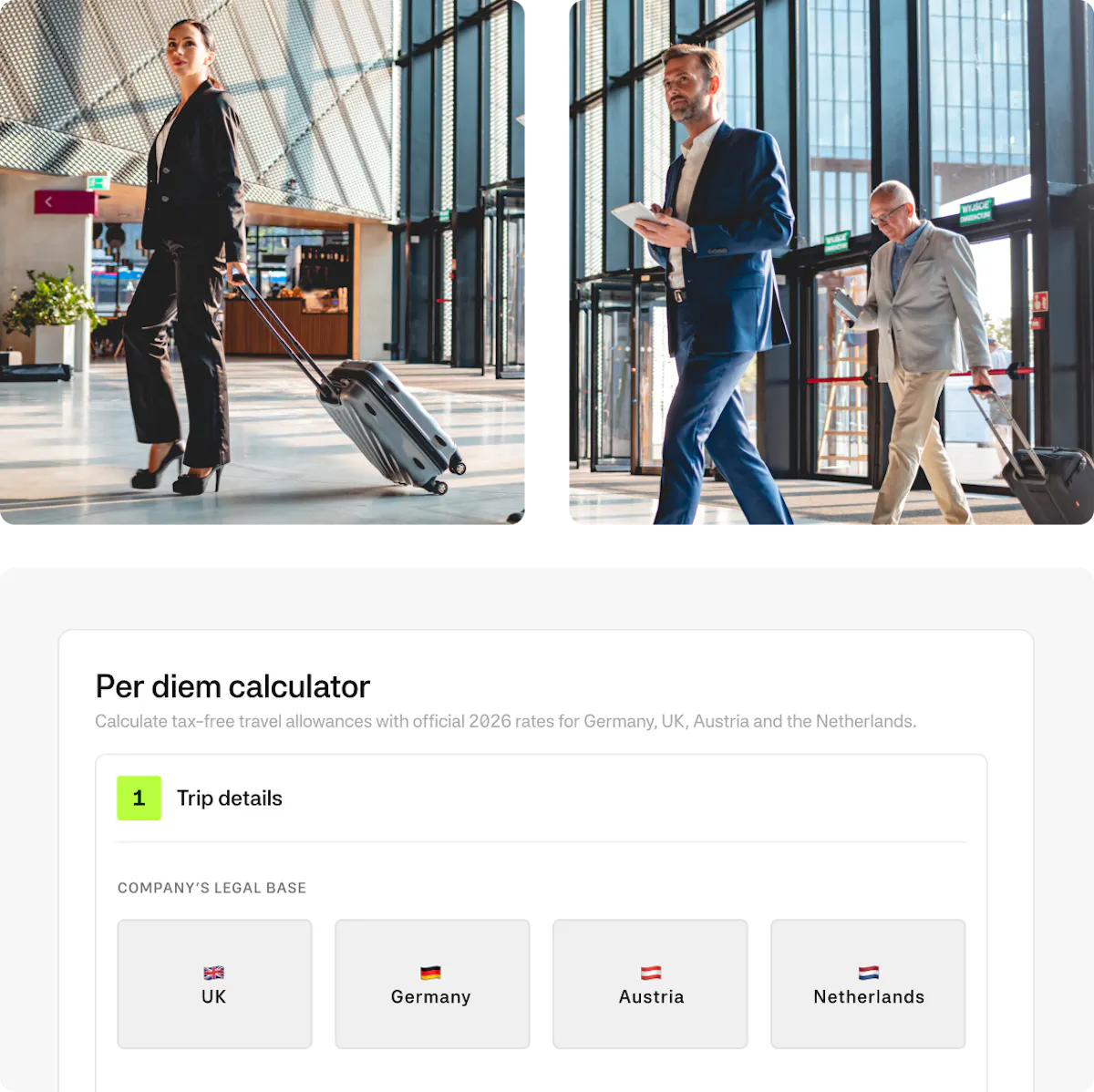 Per diem calculator 2026: UK, DE, AT, NL rates | Moss