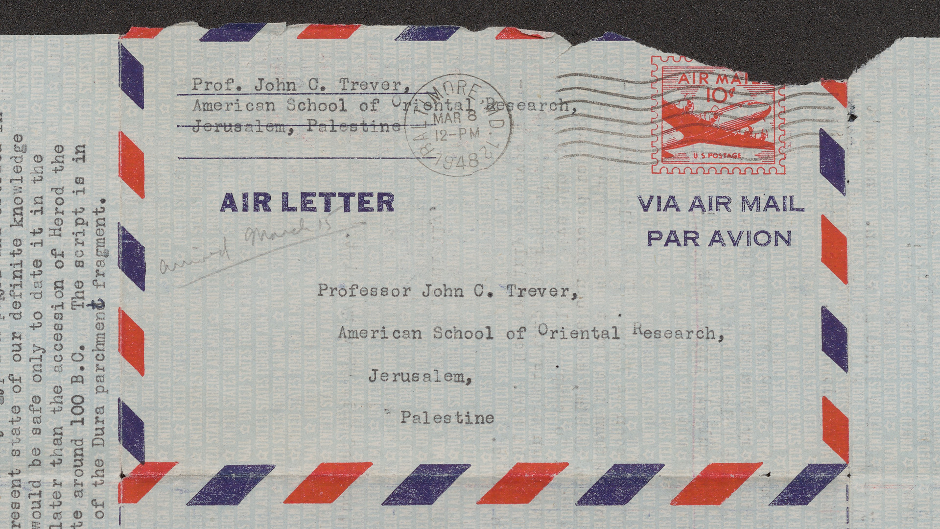 Capturing the Collections: Letter from Professor W. F. Albright ...