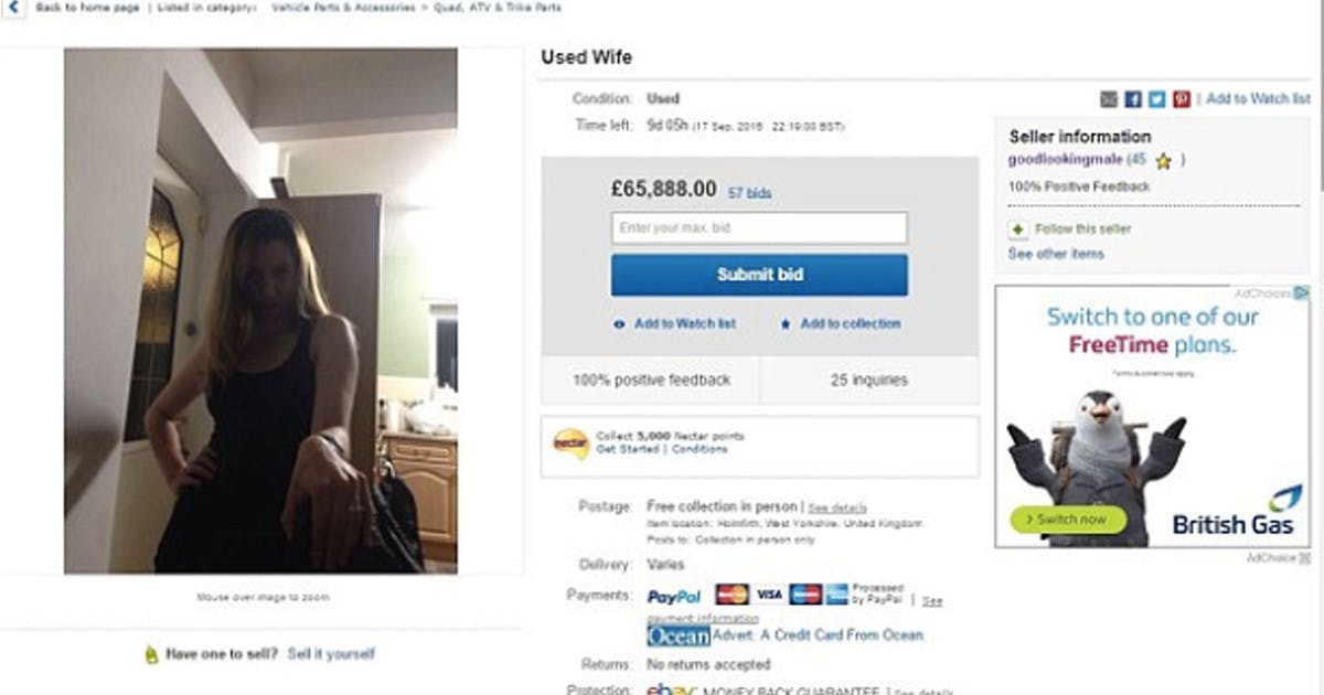 Husband Puts His Wife Up For Sale On Ebay Netmums