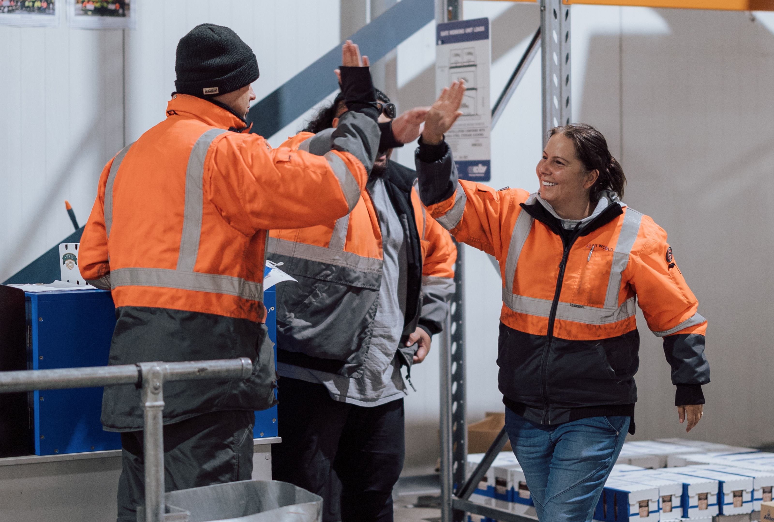 NewCold - First 2 stacker cranes hoisted in the high Bay Lebanon (IN), USA