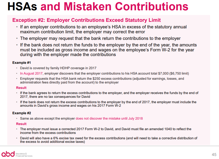 Excess HSA Contributions