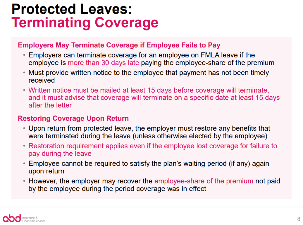 Late Health Plan Payments on FMLA Leave