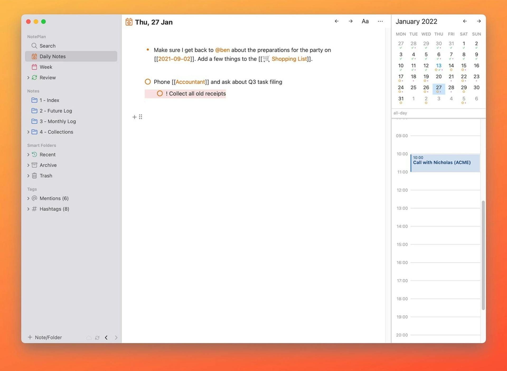 Using NotePlan as a Digital Bullet Journal
