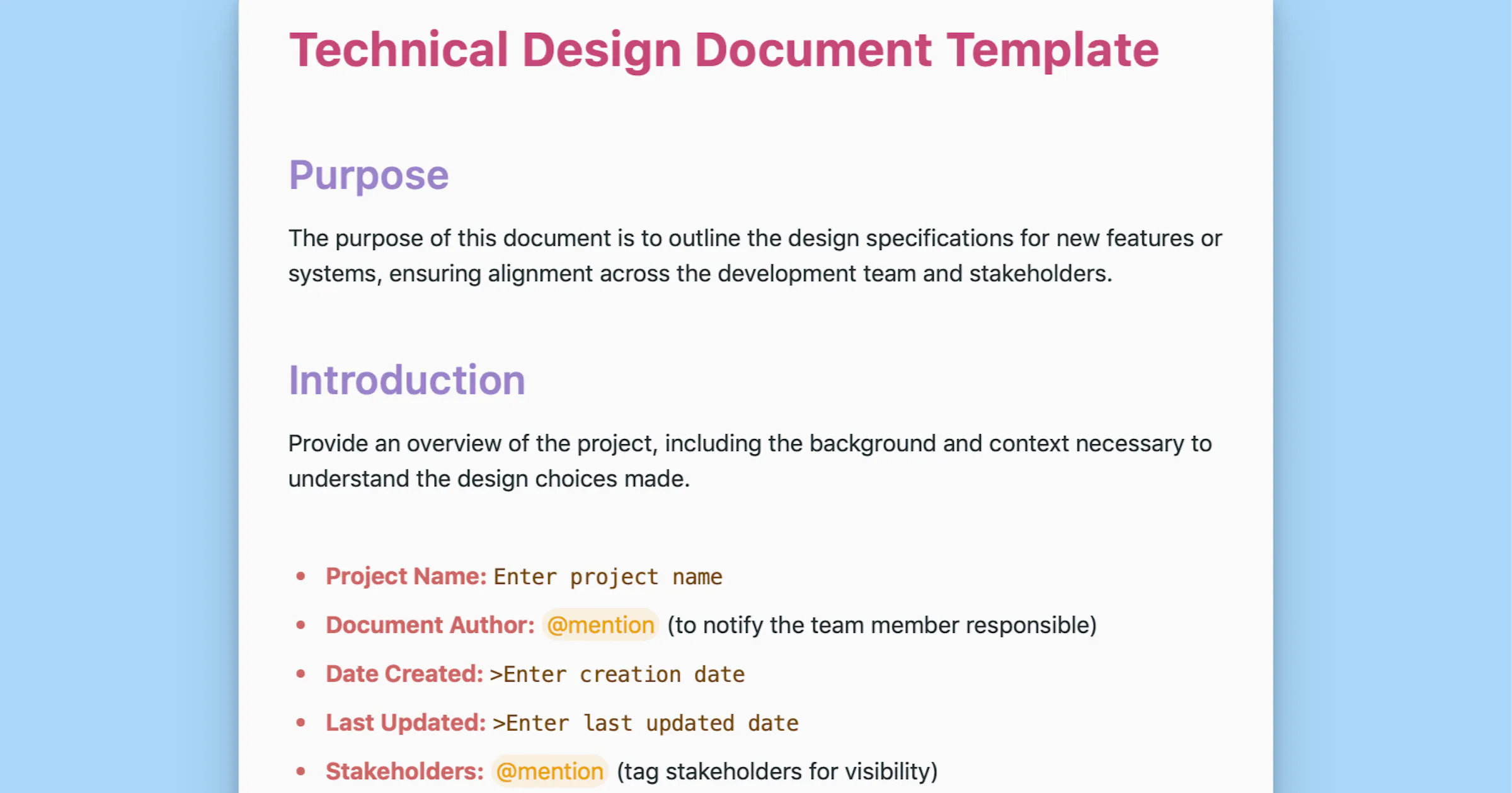 Technical Design Document Template Technical Design Document Template