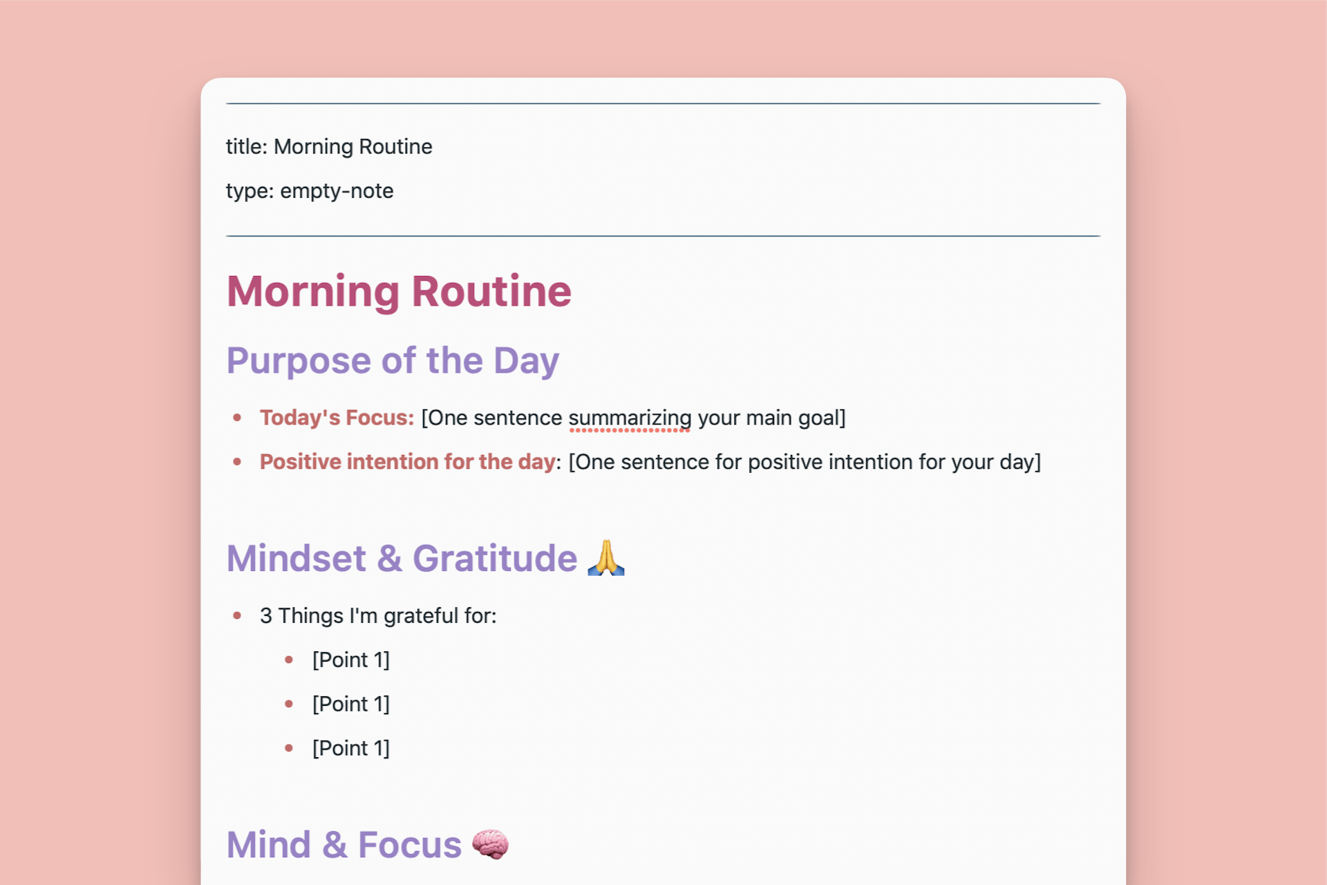 Morning Routine Template to transform your daily life