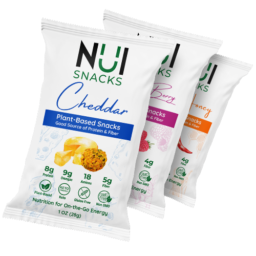 NUI Snacks - Plant-Based Protein Snacks with 7g Protein, 9g Omega Fatty ...