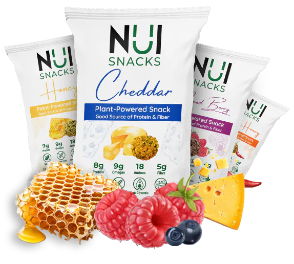 Shop NUI Snacks Cheddar Crisps - 7g Plant-Based Protein, Omega Fatty Acids