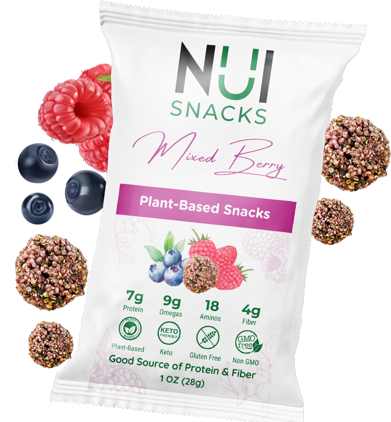 NUI Snacks - Plant-Based Protein Snacks with 7g Protein, 9g Omega Fatty ...