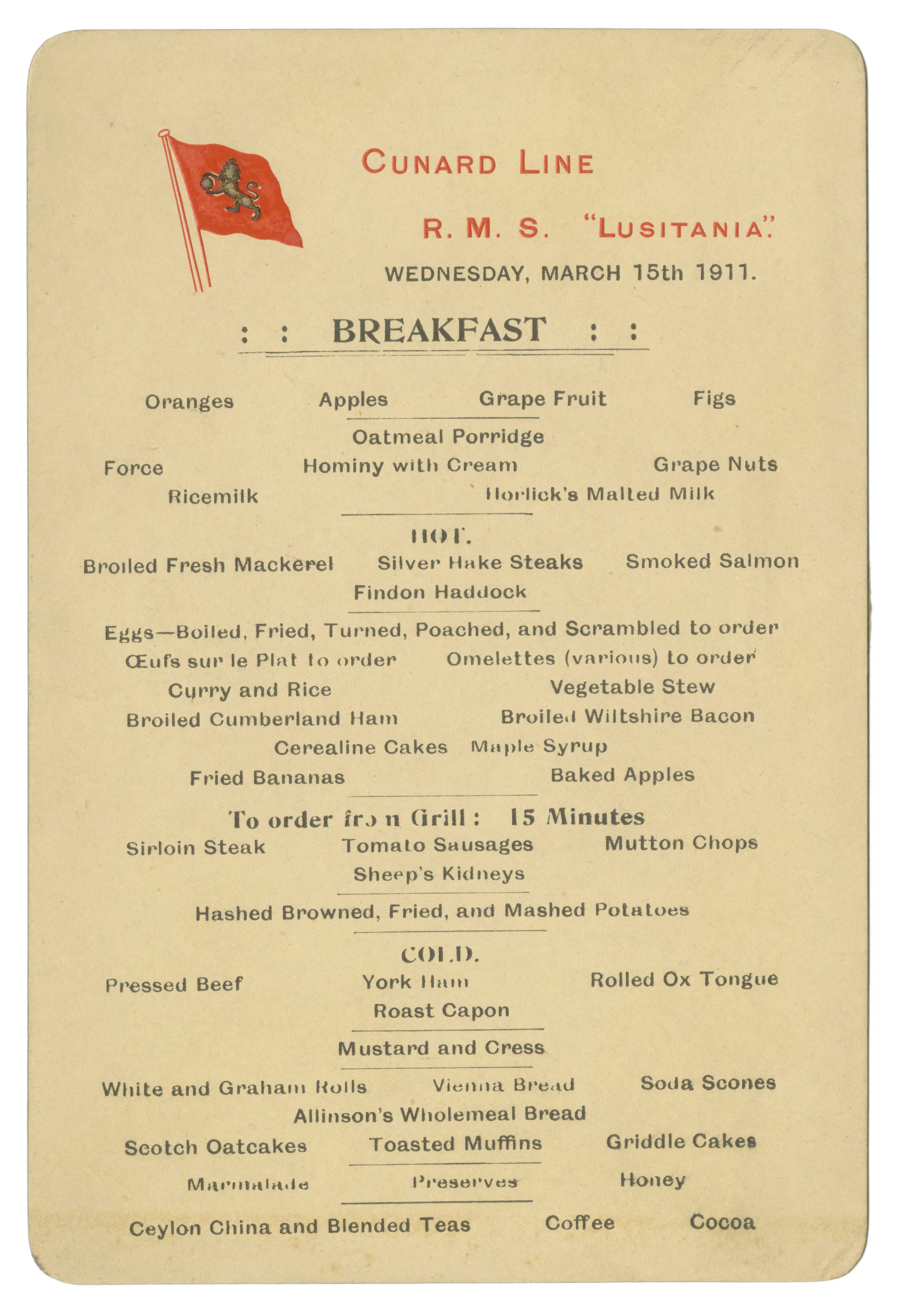 Dining in Transit: À la Carte Dining at Sea | The New York Historical
