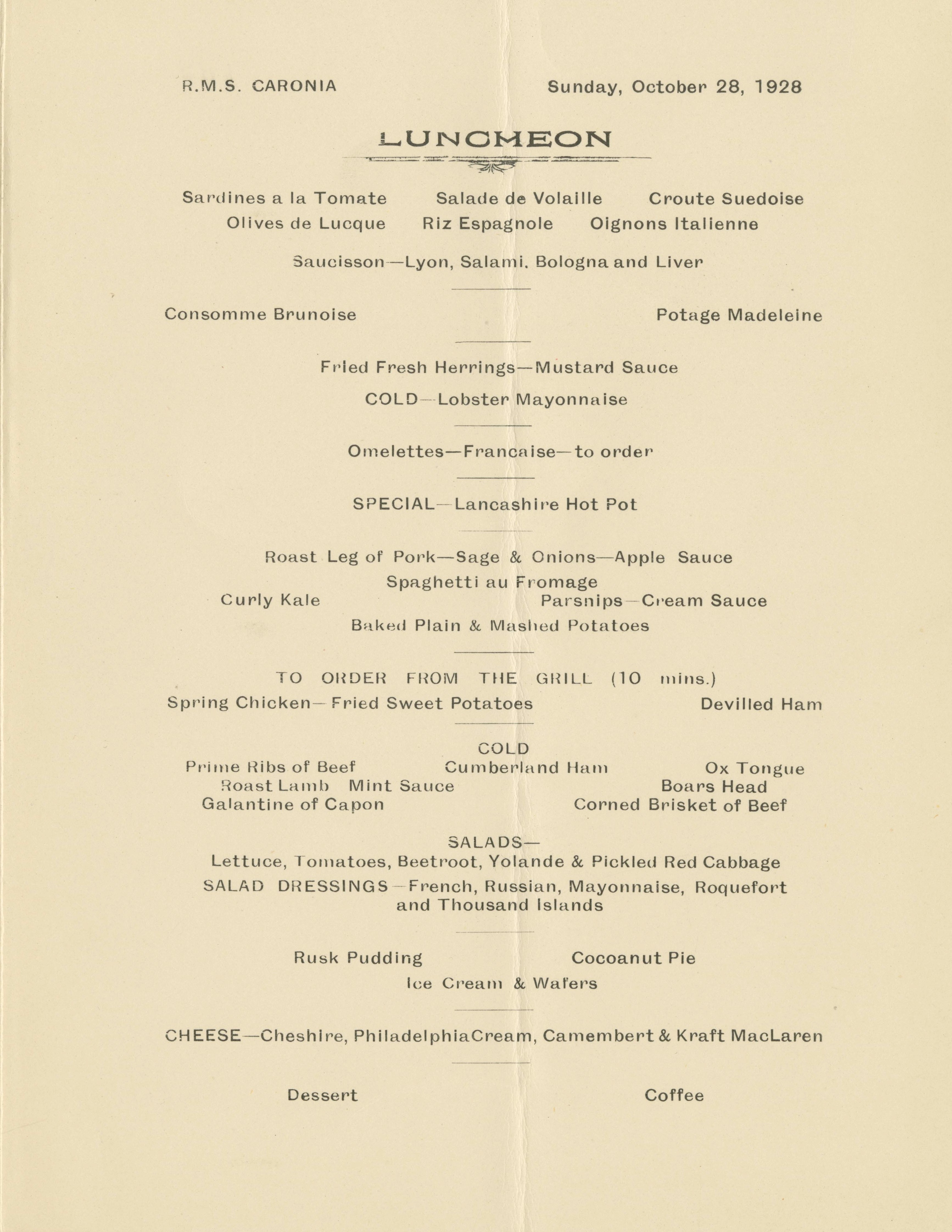 Dining in Transit: À la Carte Dining at Sea | The New York Historical