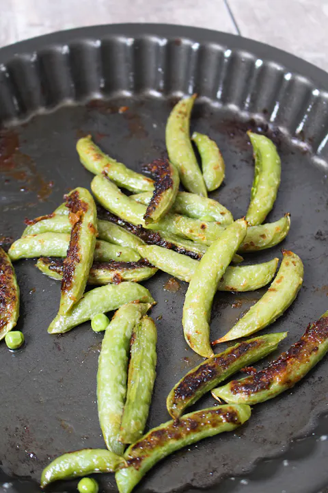Roasted Sugar Snap Pea Rolls With Sesame Dipping Sauce