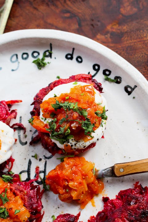 Beetroot Rosti with Tangy Tomato Chutney