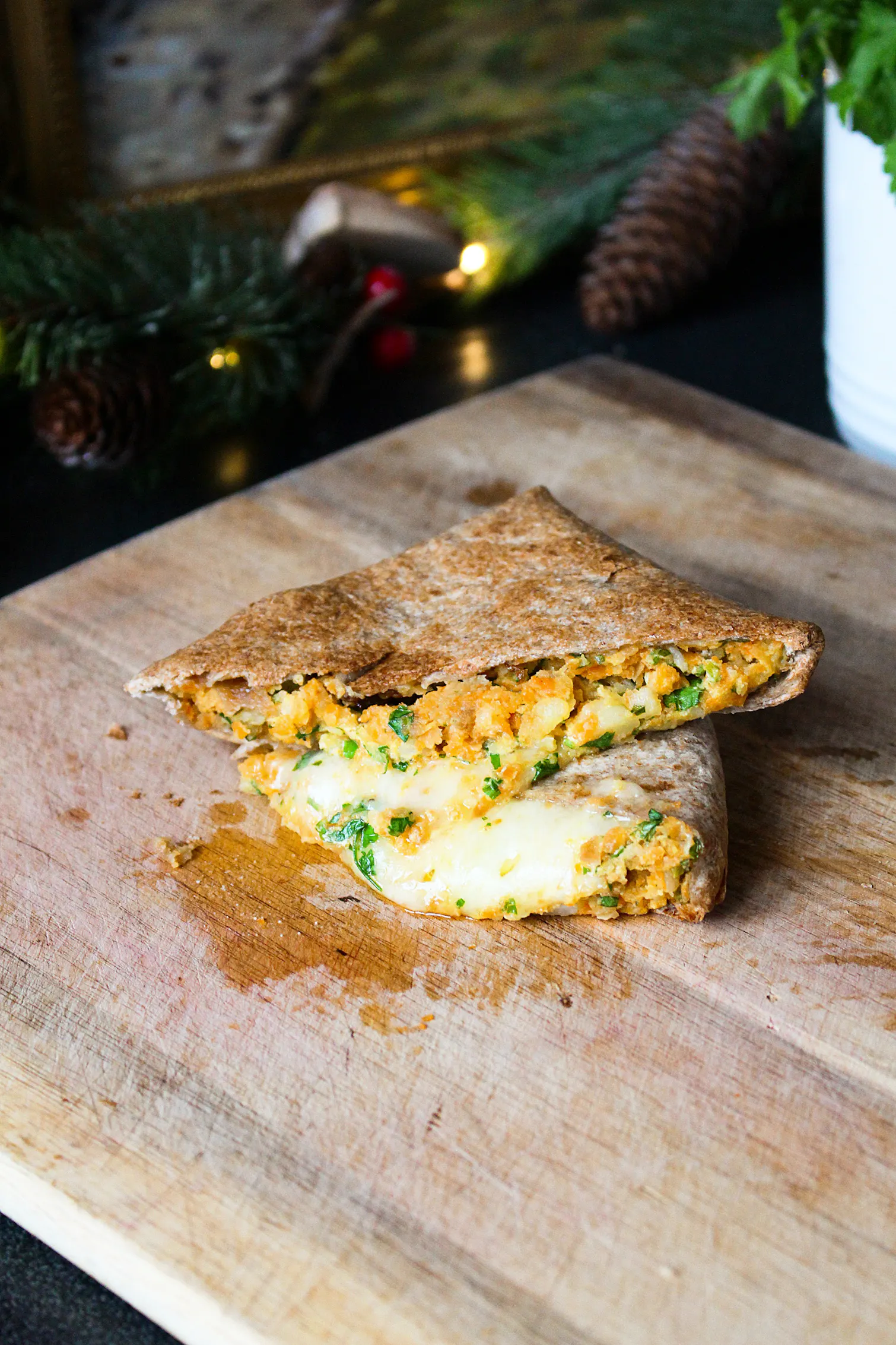 Leftover Roast Veg Melt Wrap Parcels