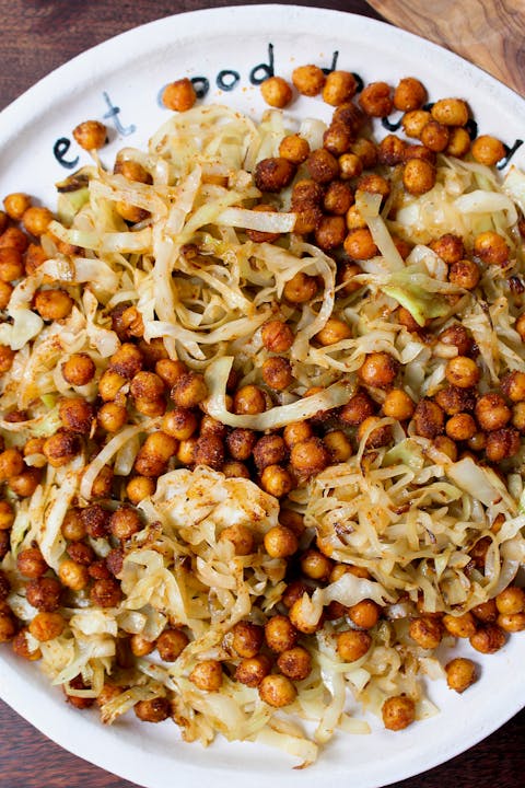 Charred Cabbage with Crunchy Chickpeas