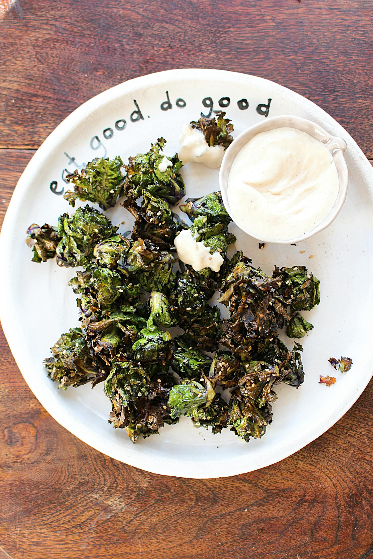 Oven Roast Kalettes with Tahini Dip