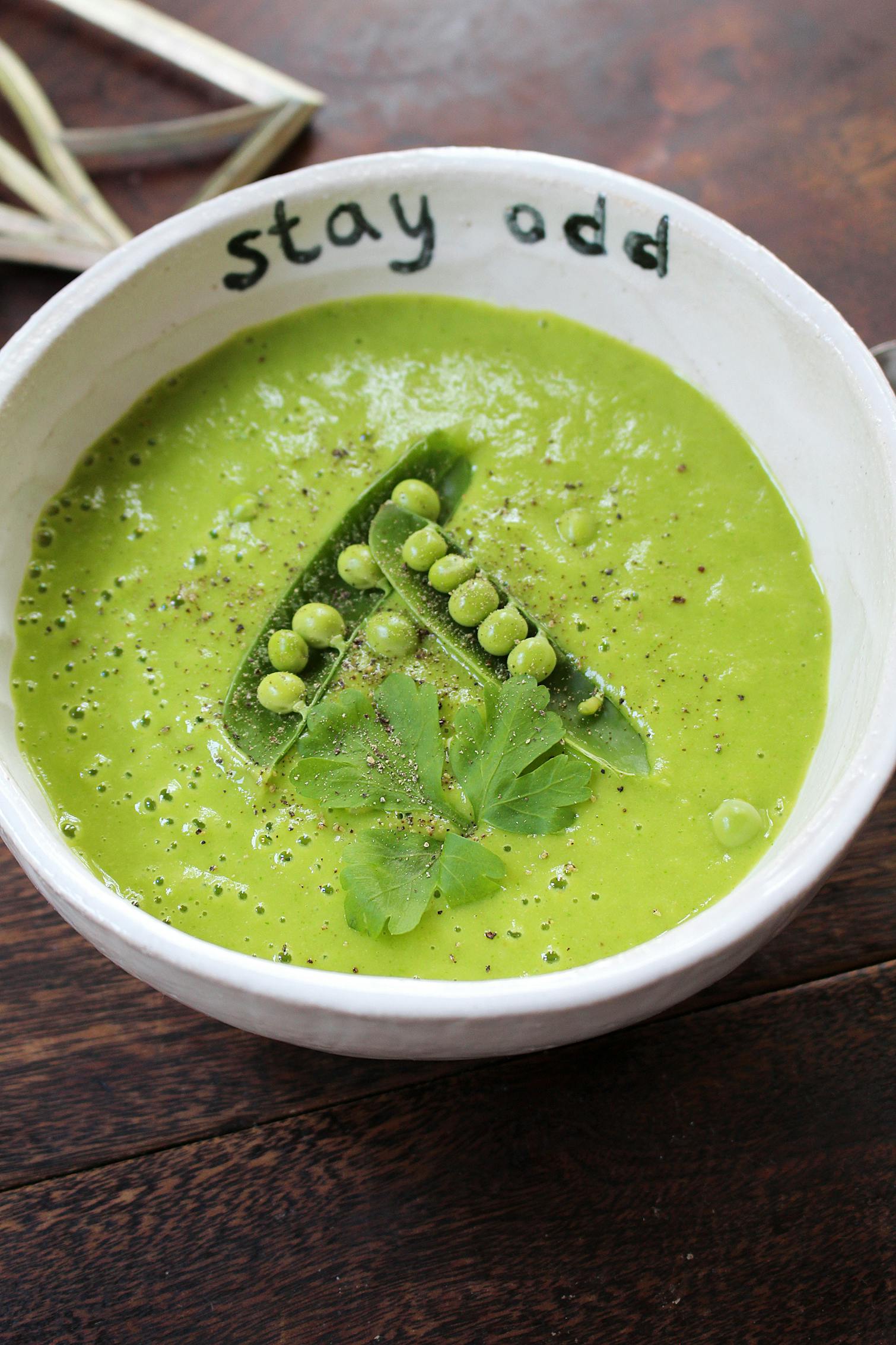 Pea Pod Soup with Potato and Mint